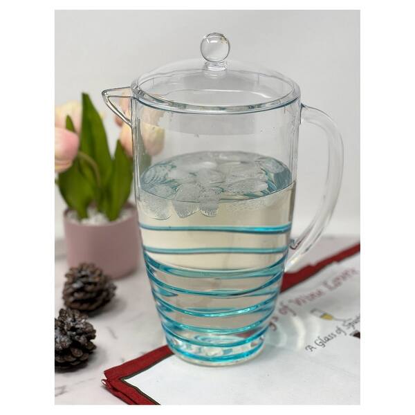 LeadingWare Swirl Acrylic Water Pitcher with Lid (2.5 Quarts) - 8.4" W ...