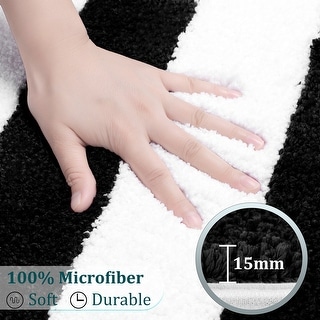 Microfiber Striped Bathroom Rugs Non Slip - Bed Bath & Beyond - 39681210