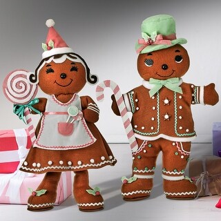 20-22" Fabric Pastel Gingerbread Man and Lady Set of 2 - Bed Bath ...