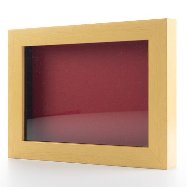 Natural 14x22 Wood Shadow Box with Red Acid-Free Backing - With 5/8 ...