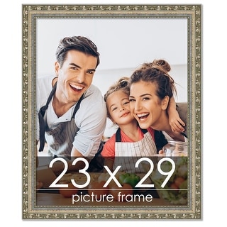 23x29 Frame Silver Ornate Antique Solid Complete Wood Picture Frame ...