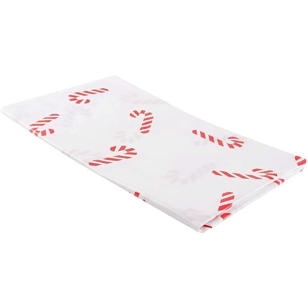 Candy Cane Plastic Tablecloth for Christmas Party (White, 54 x 108 In ...