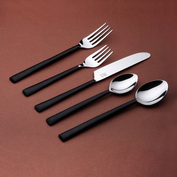 INOX Midnight Black Brier 20 Pc. Flatware Set (Serves 4) - 9" Dinner ...
