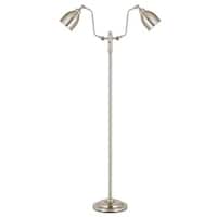 Dual Light Tubular Metal Floor Lamp with Metal Shades, Silver - Bed ...