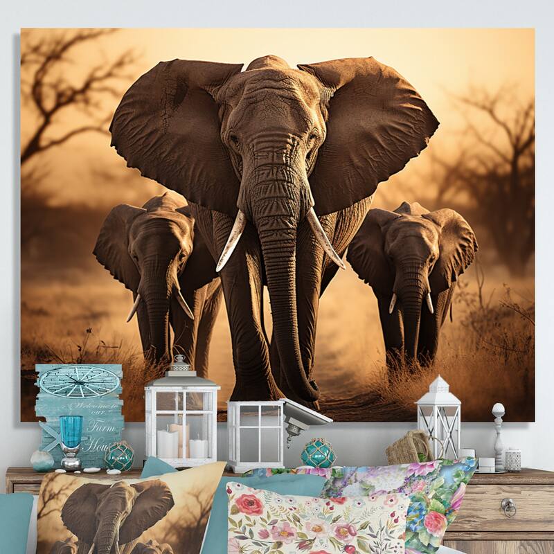 Designart "Elephant Shadows Of Serenity I" Animals Wall Decor ...