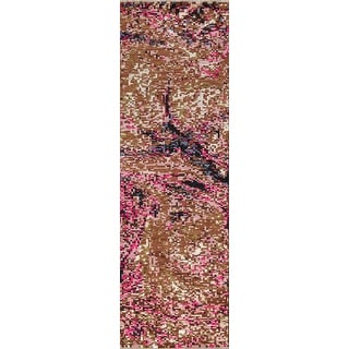 Wool/ Silk Artistic Modern Abstract Oriental Runner Rug Hand-knotted ...