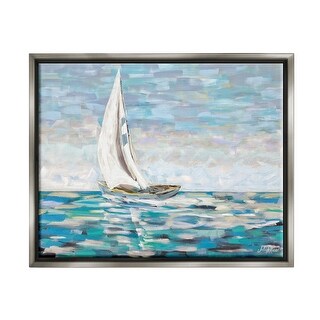 Stupell Abstract Sailboat Painting Framed Floater Canvas Wall Art ...