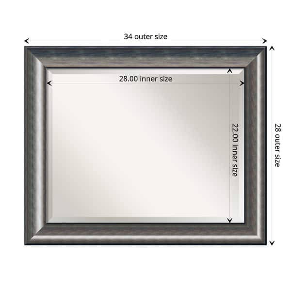 Beveled Wood Bathroom Wall Mirror - Quicksilver Scoop Frame - Outer ...