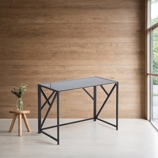 Tempered Glass Computer Writing Desk with Metal Frame - Bed Bath ...