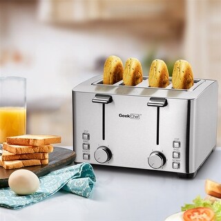 Retro Bagel Toaster with 6 Bread Shade Settings w/ 4 Extra Wide Slots ...