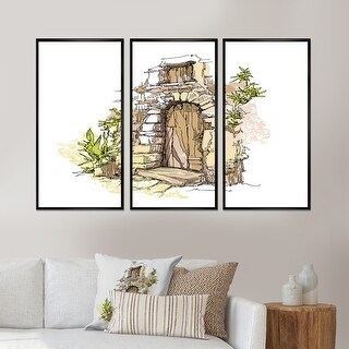 Designart "Vintage Old Europe View XIV" Vintage Framed Wall Decor Set ...