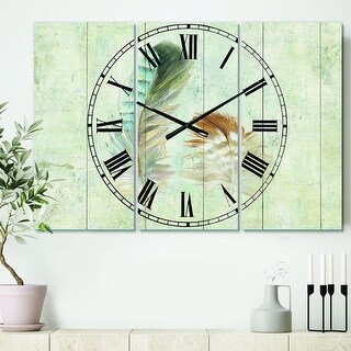 Designart 'Natural Feathers on Wood I' Cottage 3 Panels Large Wall ...