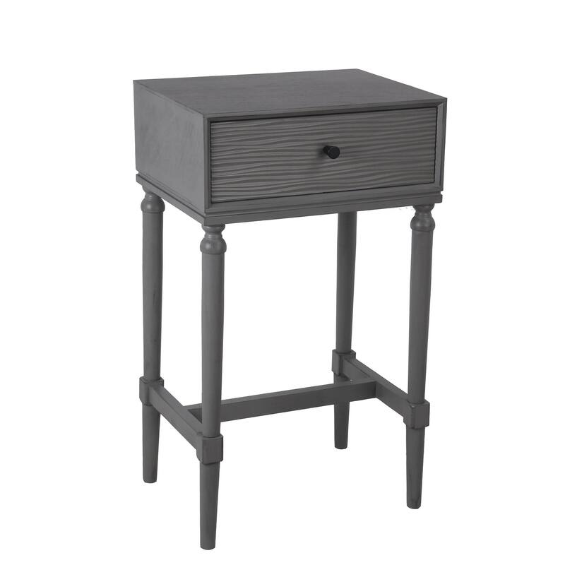 1 Drawer Wooden Accent Stand with Tapered Turned Legs, Gray - Overstock ...