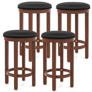 Gymax Upholstered Bar Stool Set of 4 25'' Counter Height Bar Chairs w ...