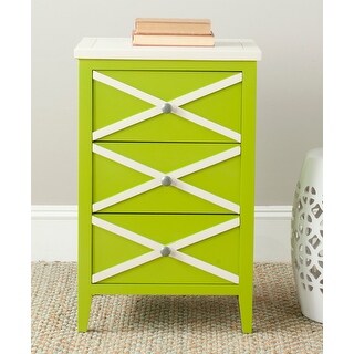 SAFAVIEH Sherrilyn Lime Green/ Cream Storage 3-drawer Side Table - 0 ...