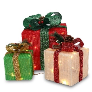 3pcs Christmas Lighted Gift Boxes Christmas Decoration - Multi-color ...
