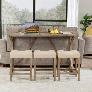 Brown 4pcs Bar Dining Table Set with USB Port & Stools - Bed Bath ...
