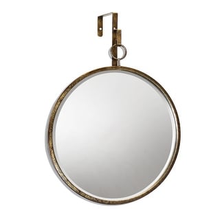 Harp & Finial Haile 20-inch Plain Beveled Glass Mirror - Gold Metal ...