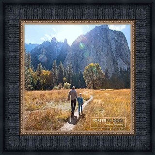 17x17 Ornate Black Complete Wood Square Picture Frame with UV Acrylic ...