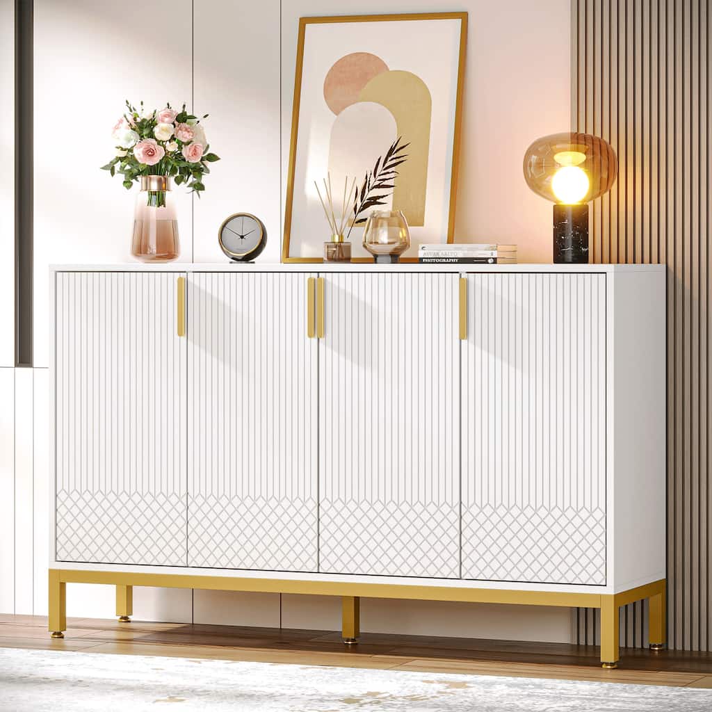 Modern Buffet Storage Cabinet, 55 Inch Sideboard Cabinet with Doors for ...