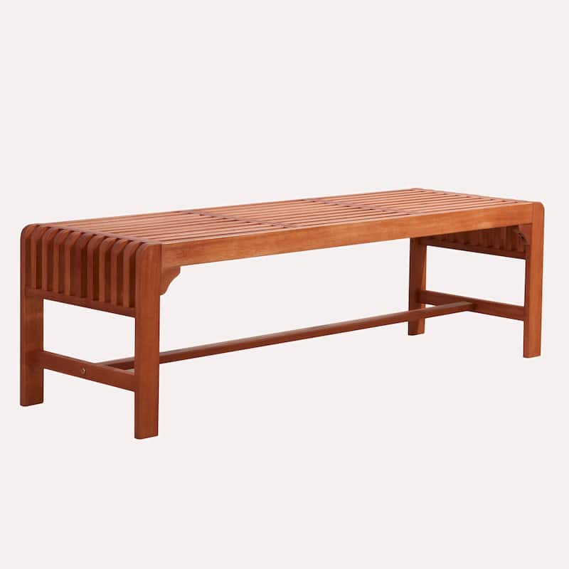 Brown Tropical Wood Backless Garden Bench - Overstock - 38407284