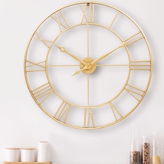 30 Inch Wall Clock Gold,Large Metal Roman Numeral Wall Clock Modern ...