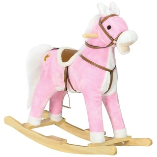 Plush Rocking Horse for Kids with Horse Neigh Sounds, Saddle, and ...