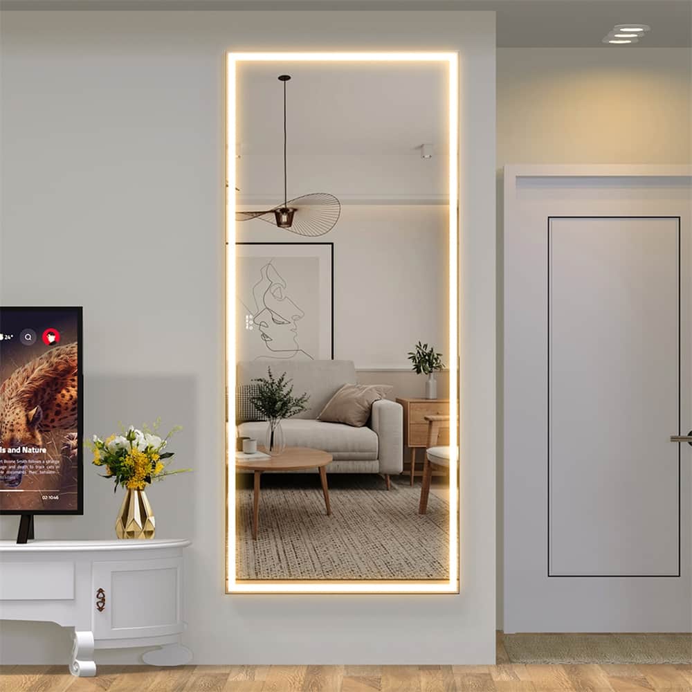 Extra Large LED Bathroom Mirror with 3 Color Aluminum Framed ...