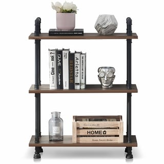 3-Tier Heavy-Duty Wood Bookcase with Open Pipe Design - Bed Bath ...
