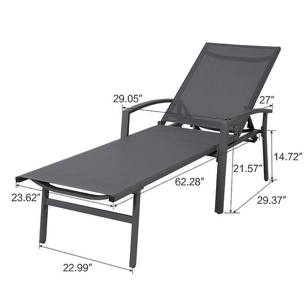 NUU GARDEN Outdoor Textilene Cape Coral Mesh Single Chaise Lounge in ...