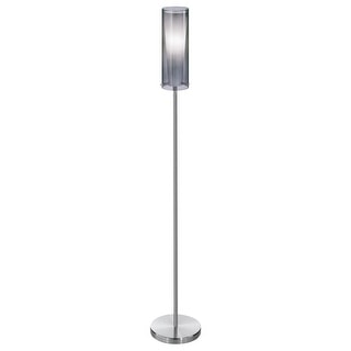 Eglo Pinto Nero 1-light Matte Nickel Floor Lamp with Smoked White Glass ...