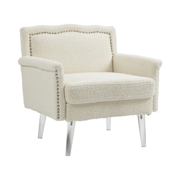 Teddy Fabric Accent Chair, Modern Armchair with Acrylic Legs, Comfy ...