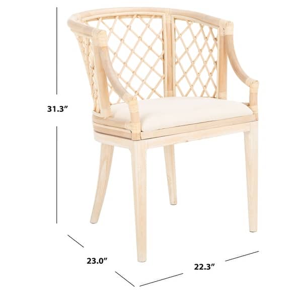 SAFAVIEH Carlotta Rattan Lattice Arm Chair - 22.3" W x 23" L x 31.3" H ...