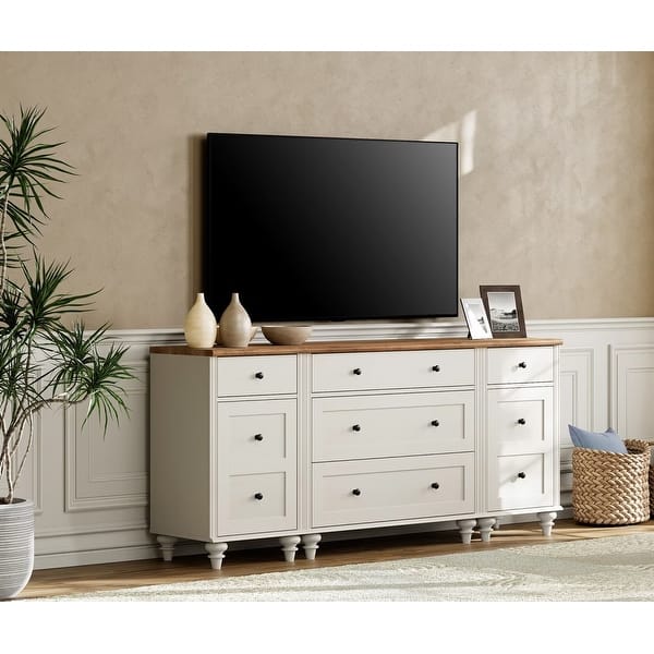 3-in-1 Dresser for Bedroom with 5 Drawers, Mid Century Storage Cabinet ...