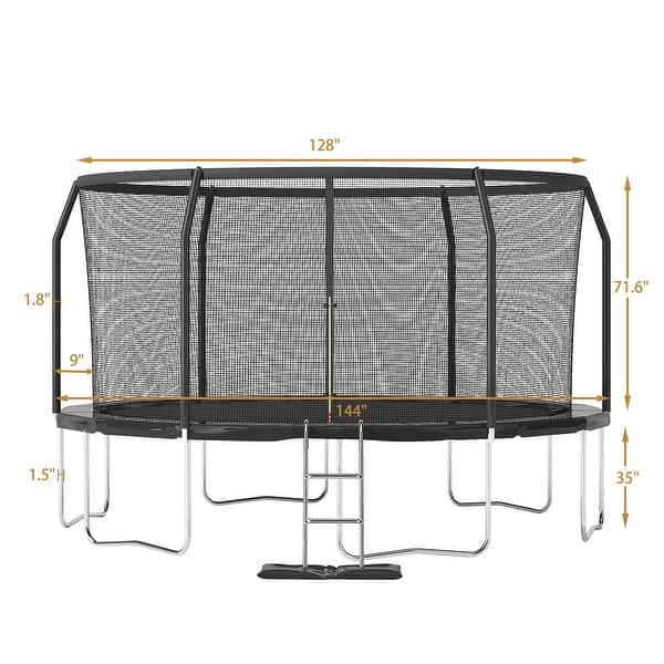 Outdoor 12FT Round Trampoline with Enclosure Backyard Jumping Surface ...