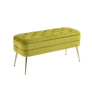 Modern upholstered storage Olive bench storage Velvet tufted storage ...