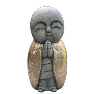 15" Gray and Gold Sweet Smiling Monk Indoor Outdoor Statue - Medium ...