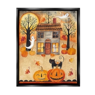 Stupell Ghosts on Halloween Night Framed Floater Canvas Wall Art Design ...