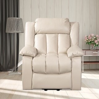 Beige Bonded Leather Electric Power Lift Recliner Chair for Elderly ...