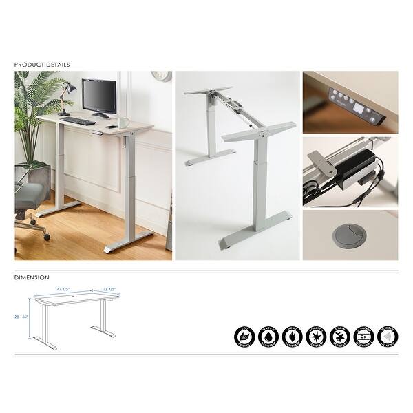 Florence Wood and Metal Electric Height Adjustable Motion Desk in Black ...