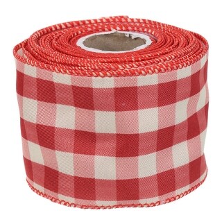 Woven Gingham Check Ribbon 1-1/2 Inch x 10 Yd Wired Edge Burlap Ribbon ...