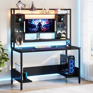 55 Inch Large Gaming Computer Desk withHutch and Monitor Stand - Bed ...