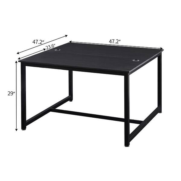 47x47'' Two Person Office Desk Computer Desk Double Workstation -Black ...