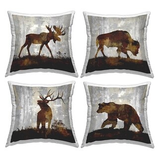 Stupell Rustic Forest Animals Brown Silhouette Shapes Printed Throw ...