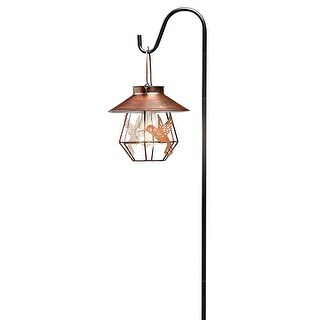 Solar Copper Color Hummingbird Lantern with Shepherd Hook - 8.100 x 8. ...