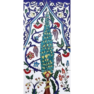12x24 Pine Tree Design 8pc Mosaic Ceramic Tile Wall Mural - Bed Bath ...