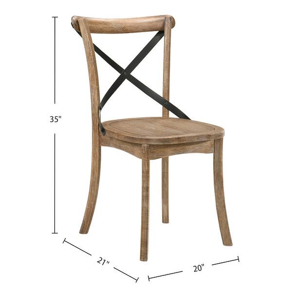 Set of 2 Side Chairs with X-Shape Back in Rustic Oak - Bed Bath ...