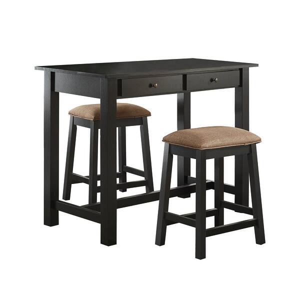 GTU Furniture 3-piece Black Counter High Bar Set Includes Drawer Table ...