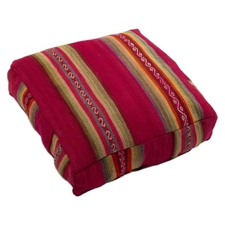 Novica Handmade Andean Cherry Wool Pouf Cover - Bed Bath & Beyond ...