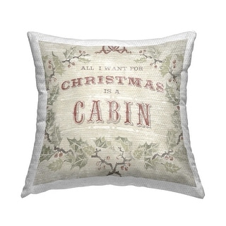 Stupell Christmas Cabin Phrase Rustic Holly Wreath Printed Outdoor ...